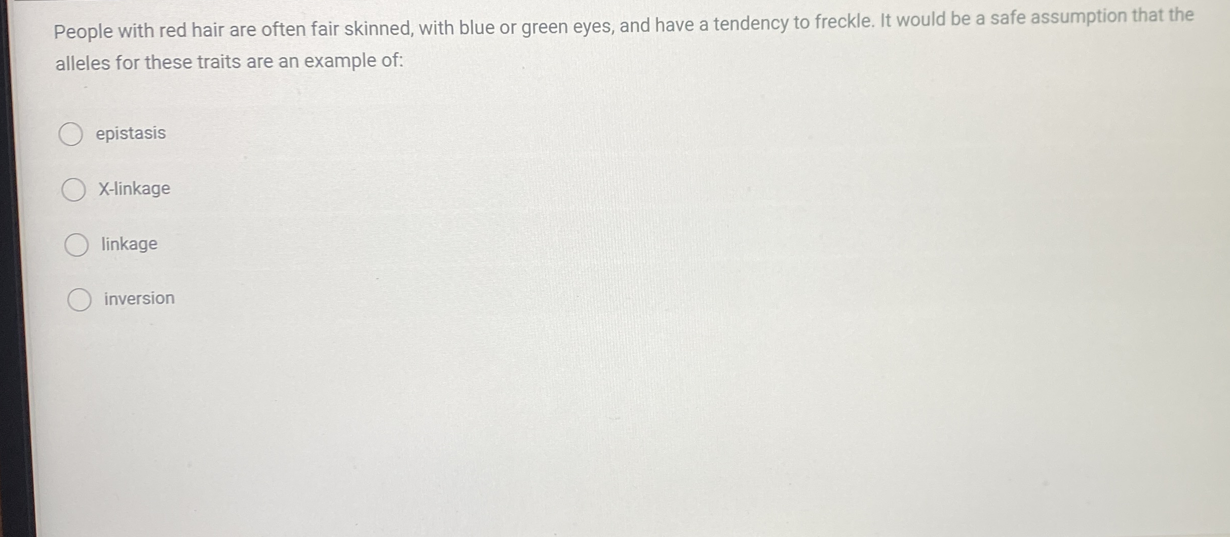 Solved People with red hair are often fair skinned, with | Chegg.com