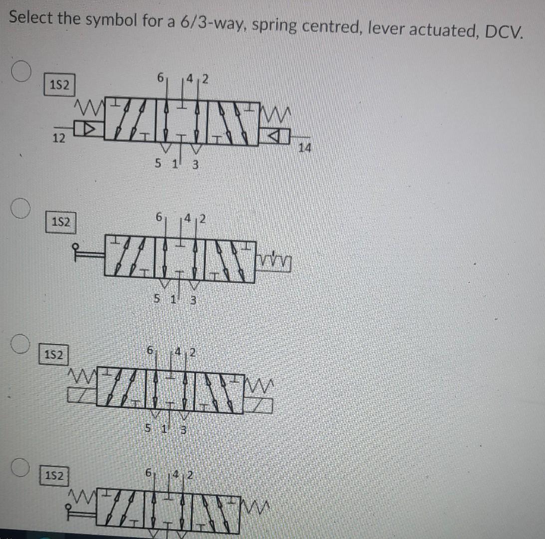 Solved Select the symbol for a 6/3-way, spring centred, | Chegg.com