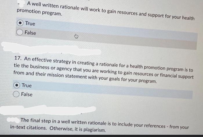 Solved - A well written rationale will work to gain | Chegg.com