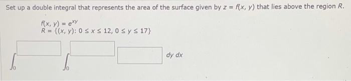 [Solved]: Set up a double integral that represents the area
