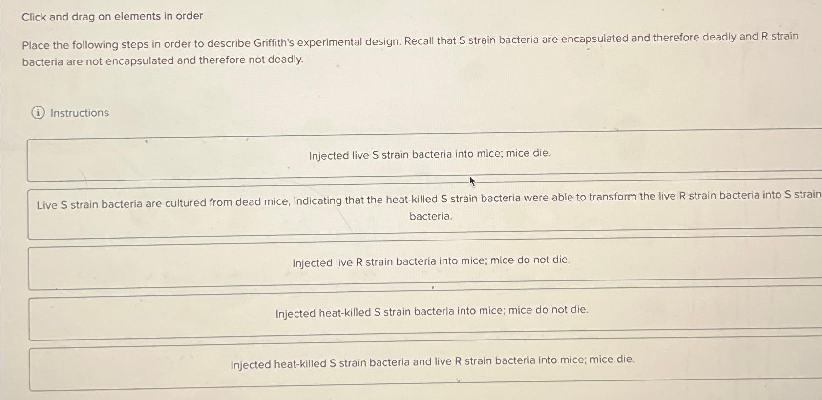 Solved Click and drag on elements in orderPlace the | Chegg.com