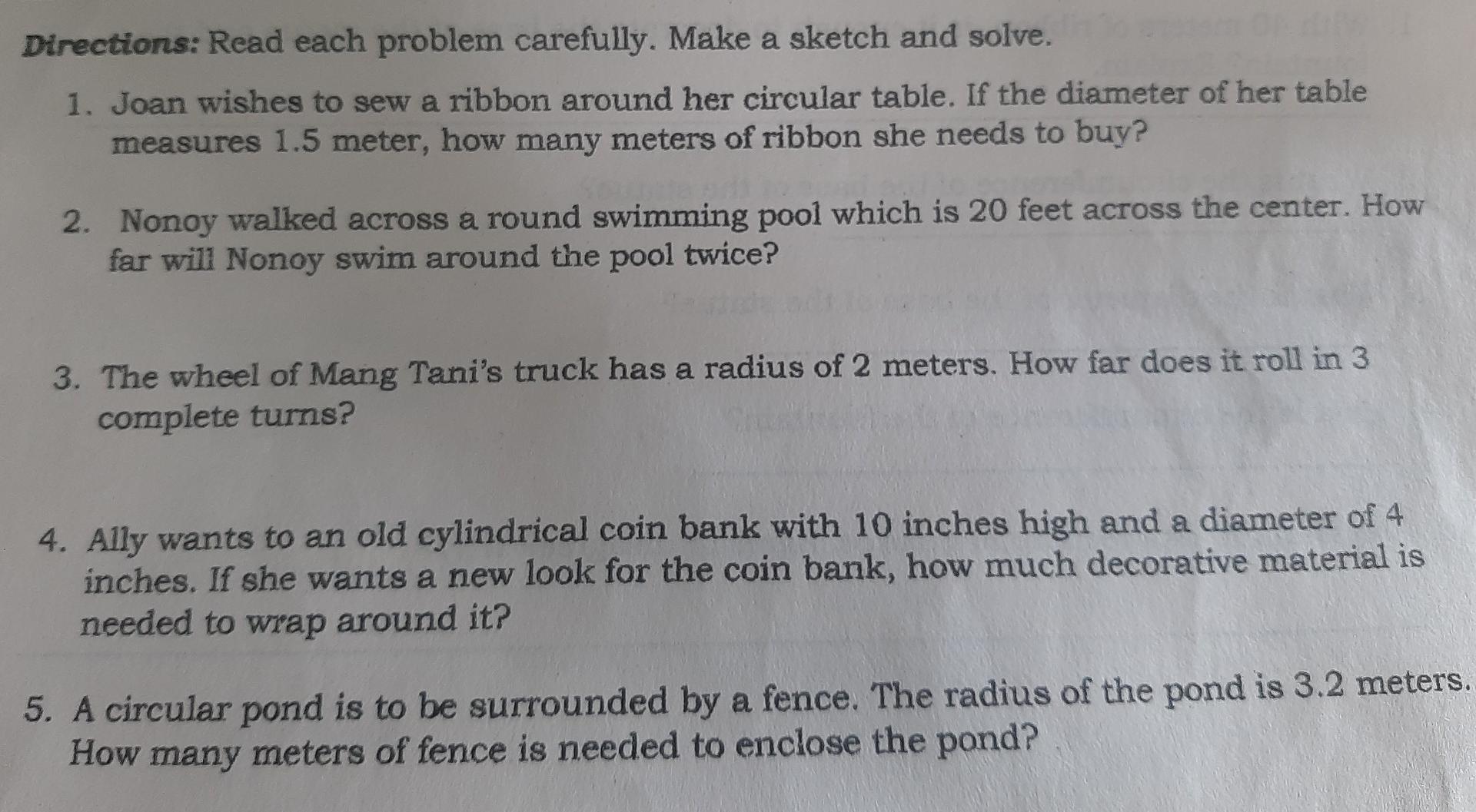 Solved Directions: Read each problem carefully. Make a | Chegg.com