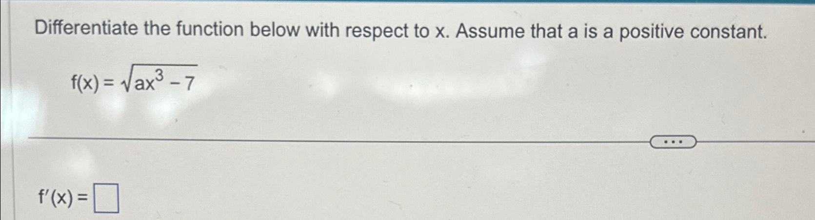 Solved Differentiate the function below with respect to x. | Chegg.com