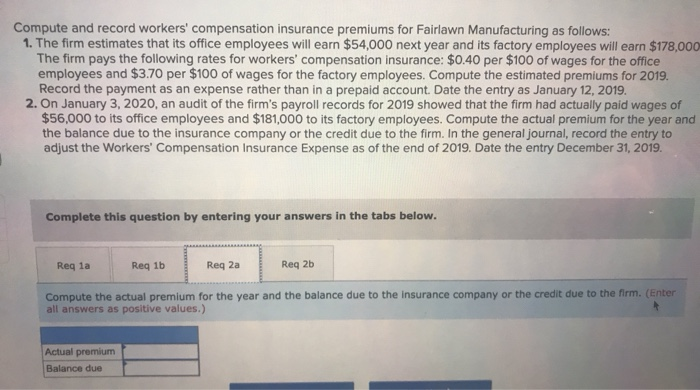 Solved Compute and record workers' compensation insurance | Chegg.com