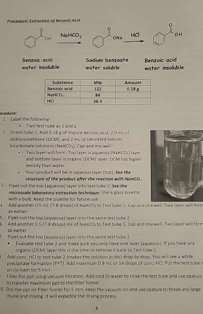 Solved Procedure: Extraction of Benzoic AcidQuestion: write | Chegg.com