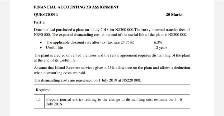 Solved FINANCIAL ACCOUNTING 3B ASSIGNMENT QUESTION I Marks | Chegg.com