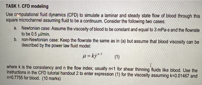 Solved TASK 1. CFD modeling Use computational fluid dynamics | Chegg.com