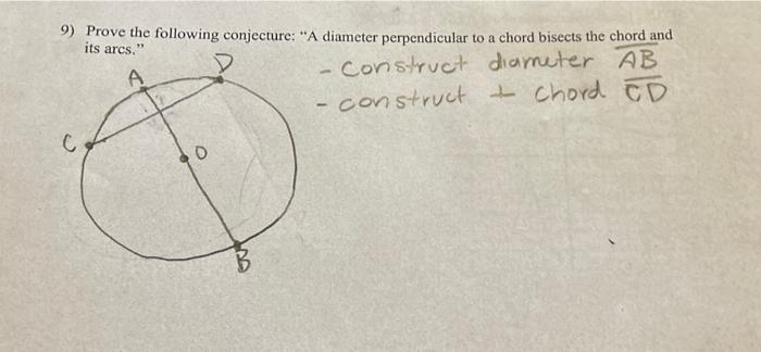 Solved 9) Prove the following conjecture: "A diameter | Chegg.com
