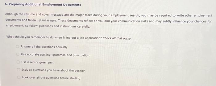 Solved 6. Preparing Additional Employment Documents Although | Chegg.com