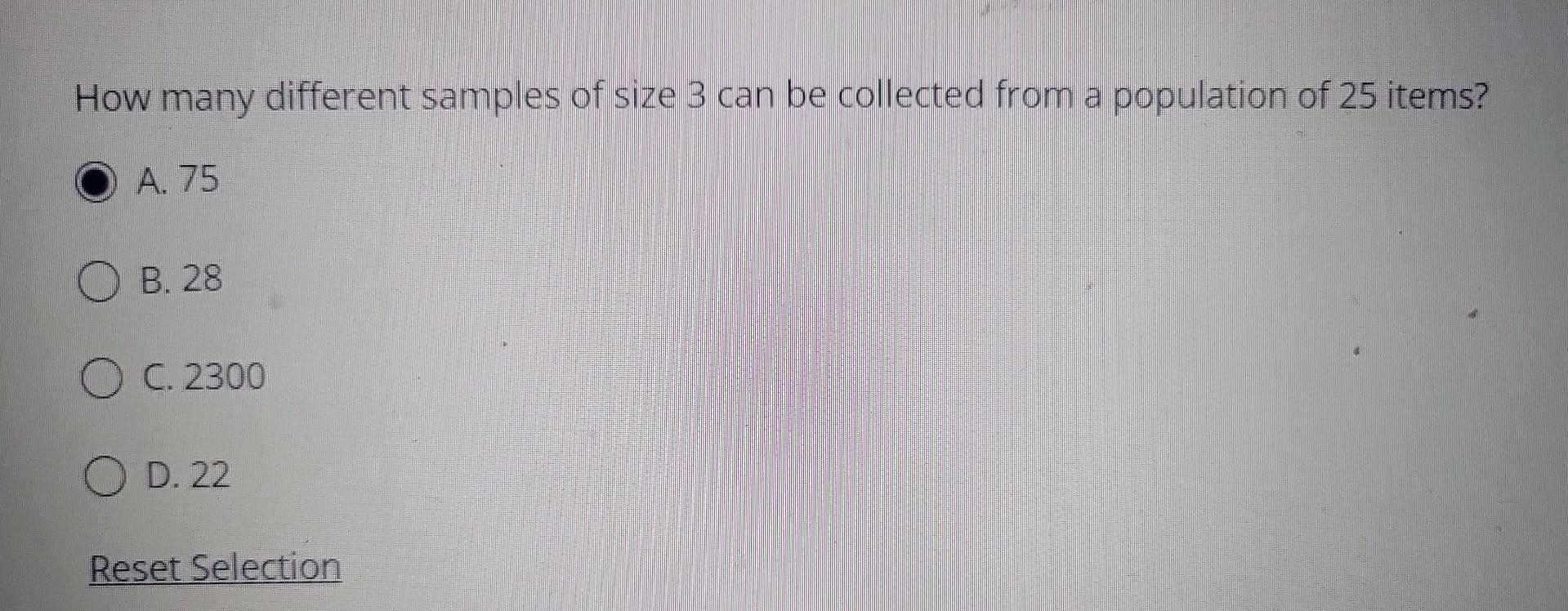 Solved How many different samples of size 3 can be collected | Chegg.com