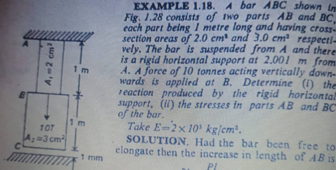 Solved EXAMPLE 1.18, ﻿A bar ABC shown inFig. 1.28 ﻿consists | Chegg.com