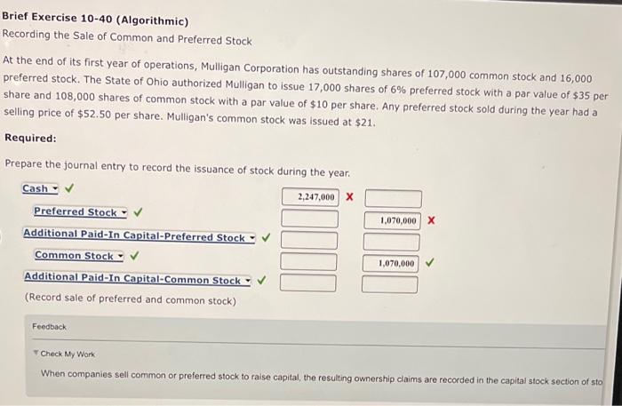 Solved Brief Exercise 10-40 (Algorithmic) Recording the sale | Chegg.com