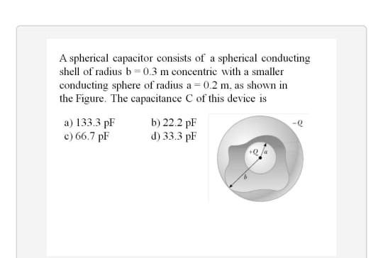 Solved A spherical capacitor consists of a spherical | Chegg.com