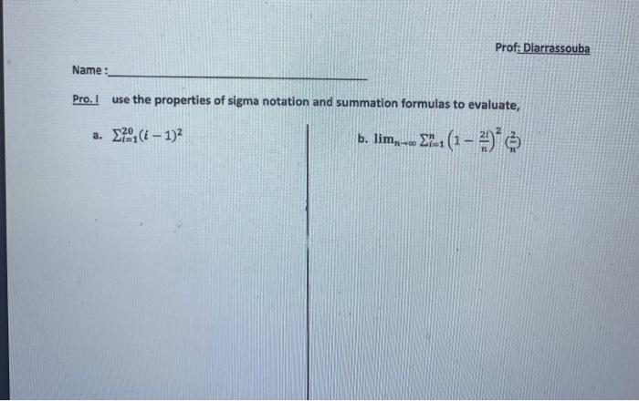 Solved Pro.1 use the properties of sigma notation and | Chegg.com