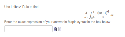 Solved Use Leibniz' Rule to find ddx∫x41 (t x+1)6Use | Chegg.com