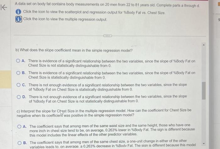 Solved Scatterplot and Regression Output for \%Body Fat vs. | Chegg.com