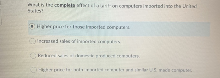 Solved What is the complete effect of a tariff on computers | Chegg.com