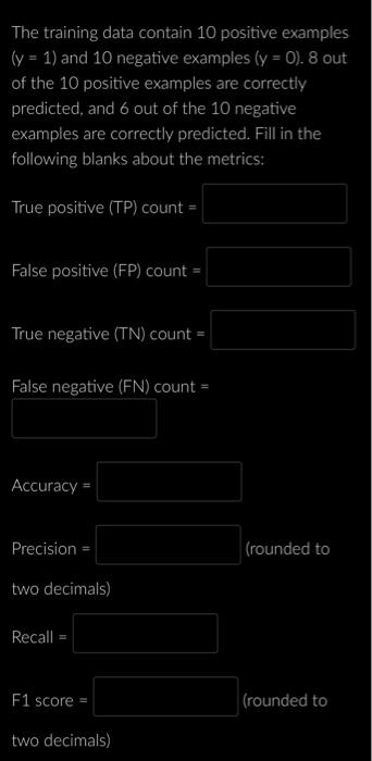 Solved The training data contain 10 positive examples (y=1) | Chegg.com