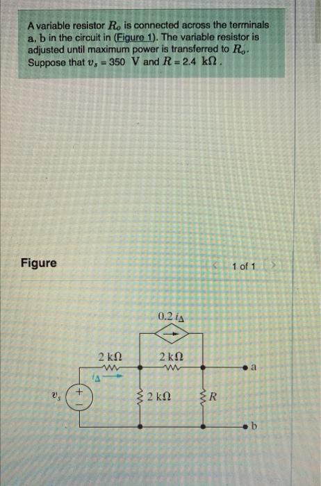 Solved A variable resistor R. is connected across the | Chegg.com