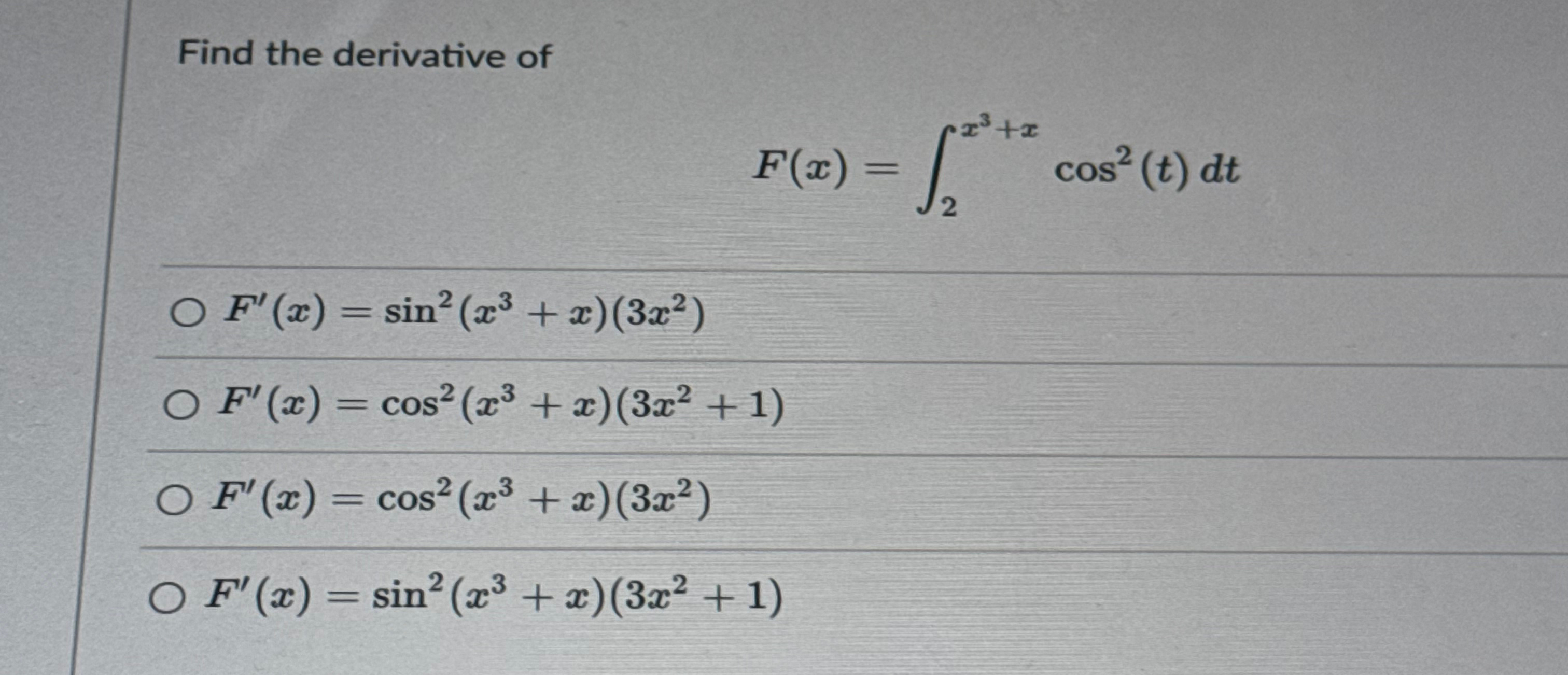 Solved Find the derivative | Chegg.com