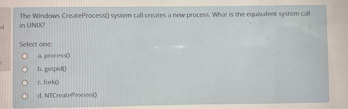 Solved The Windows CreateProcess() system call creates a new | Chegg.com