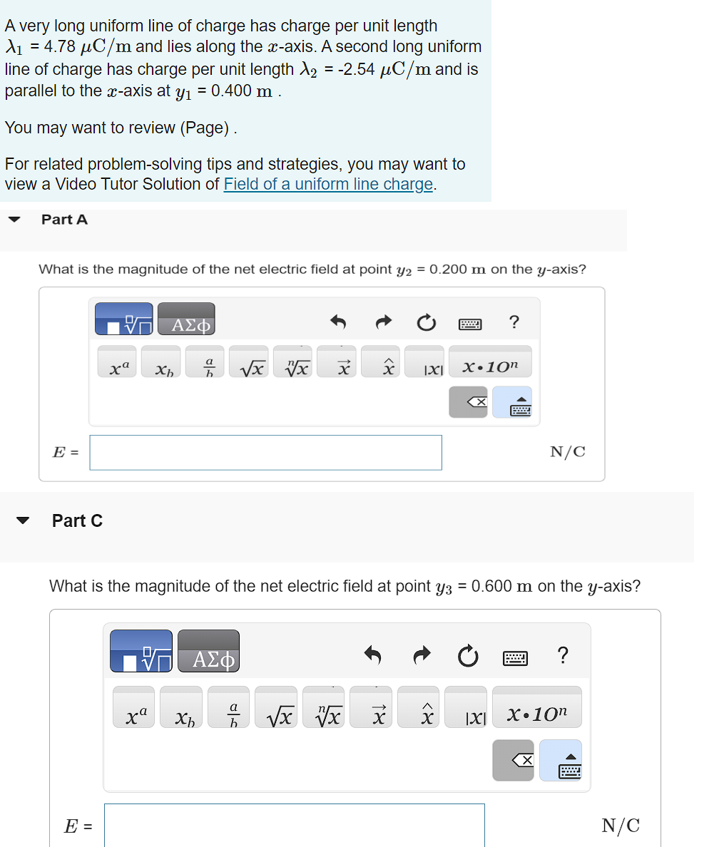 Solved A very long uniform line of charge has charge per | Chegg.com