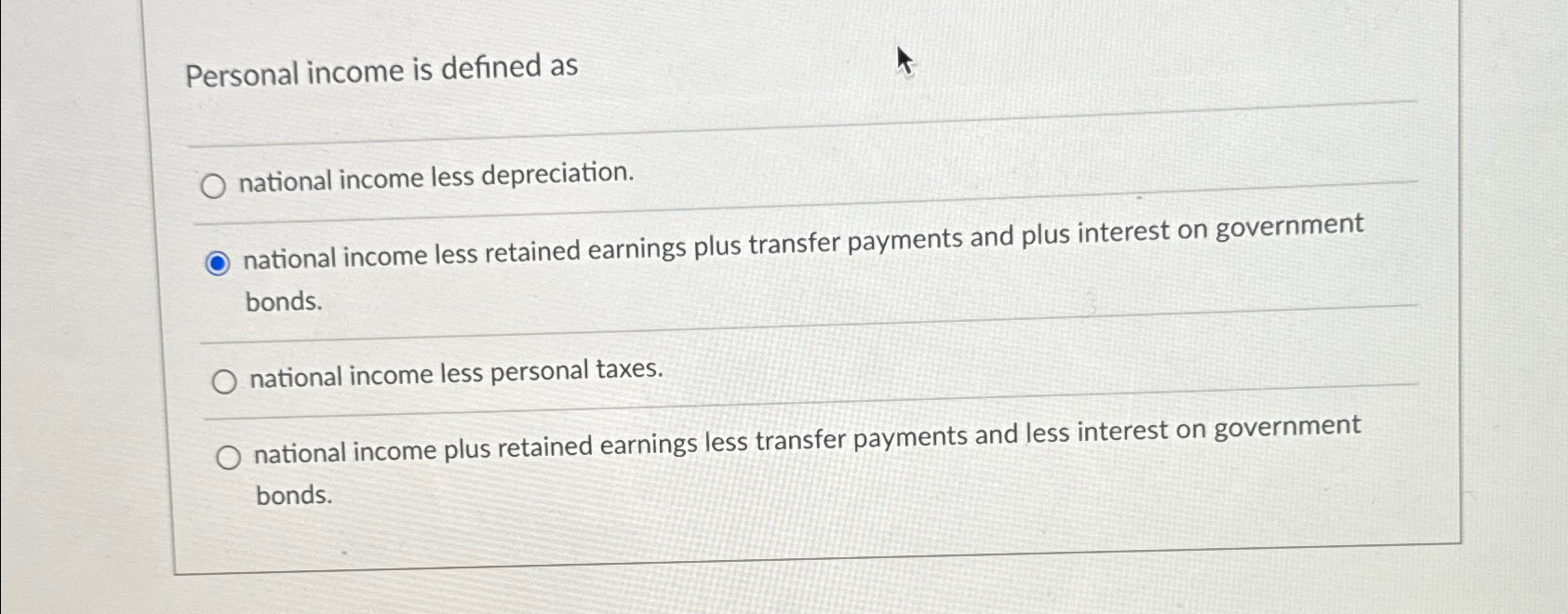Solved Personal income is defined asnational income less | Chegg.com