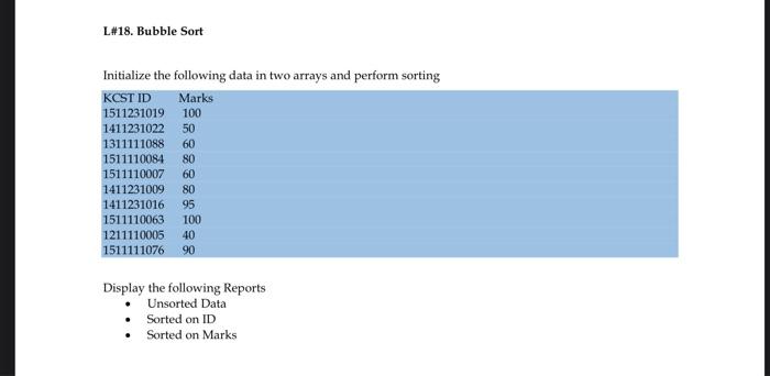 Solved Initialize the following data in two arrays and | Chegg.com