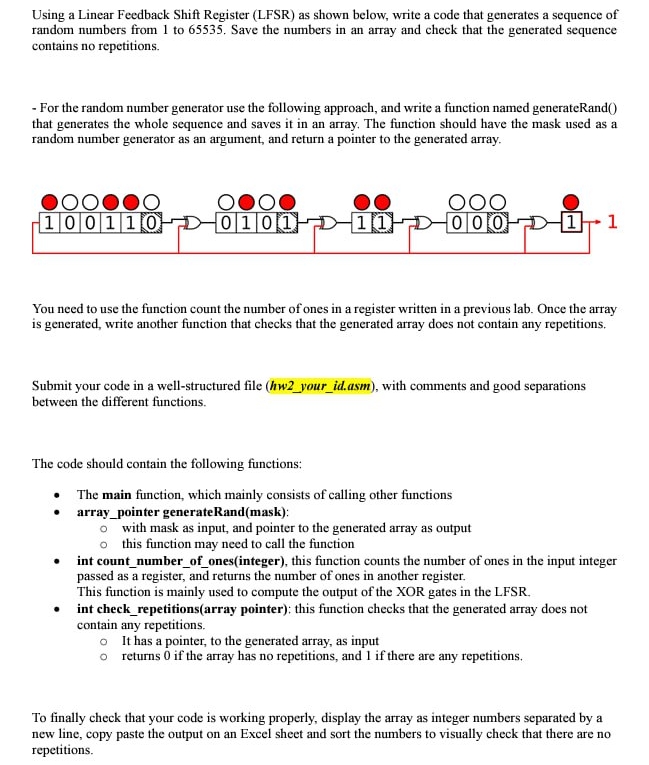 Solved Using a Linear Feedback Shift Register (LFSR) ﻿as | Chegg.com