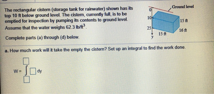 Solved Ground level 104 15 ft The rectangular cistern | Chegg.com