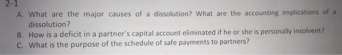 Solved A. What are the major causes of a dissolution? What | Chegg.com