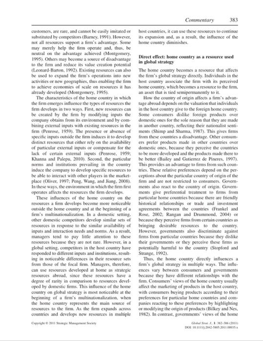 Global Strategy Journal Global Sot 0-36 (2011) | Chegg.com