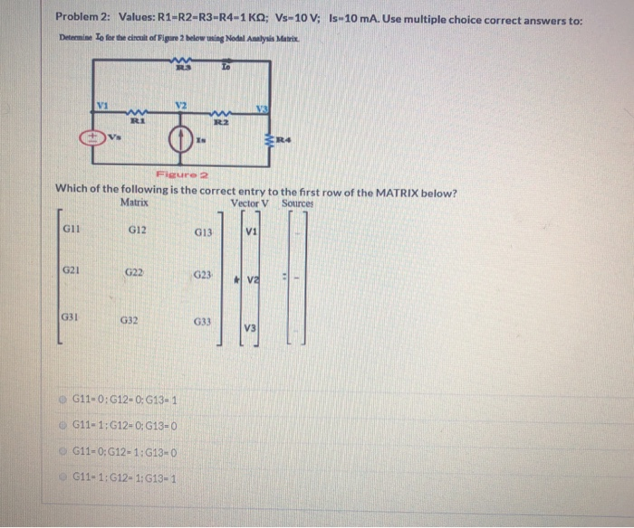 Solved Problem 2: Values: R1-R2-R3-R4-1KO: Vs-10 V; Is-10 | Chegg.com