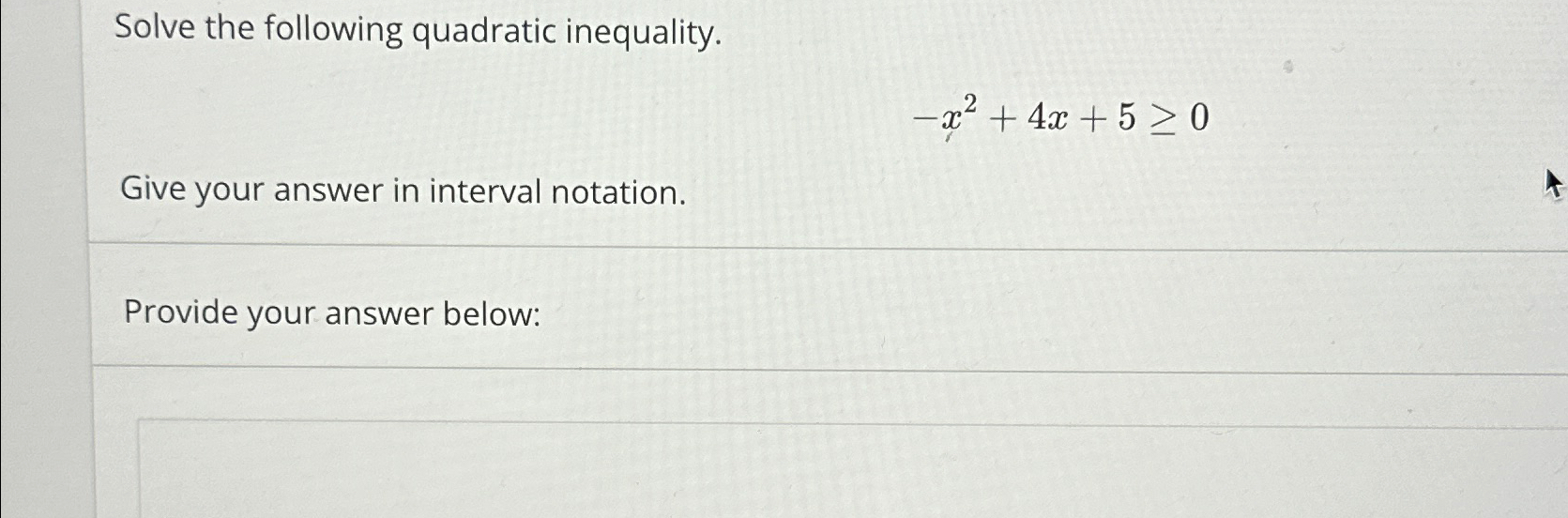Solved Solve the following quadratic | Chegg.com
