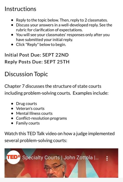 Instructions - Reply to the topic below. Then, reply | Chegg.com