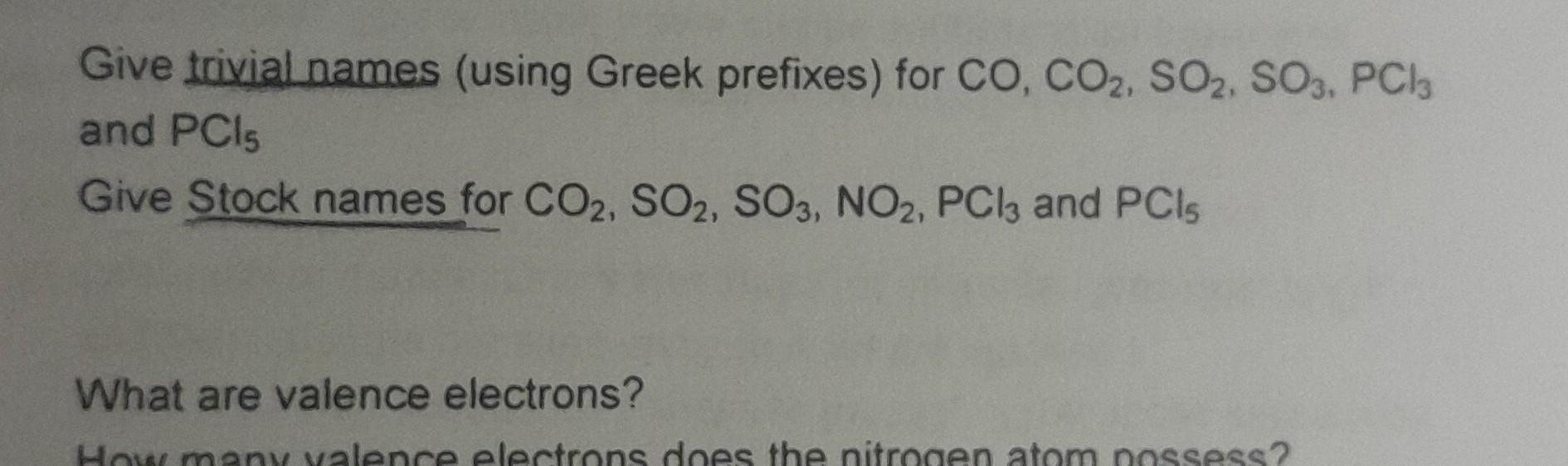 Solved Give trivial names (using Greek prefixes) for | Chegg.com