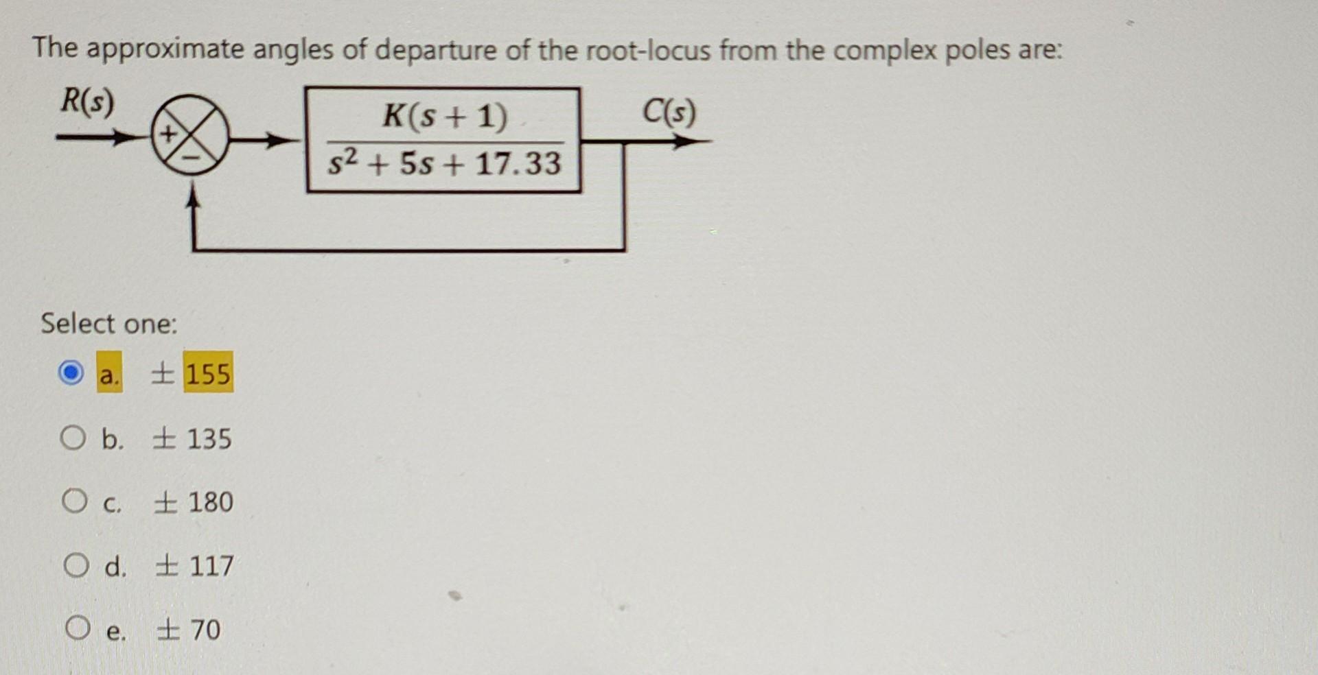 Solved The approximate angles of departure of the root-locus | Chegg.com