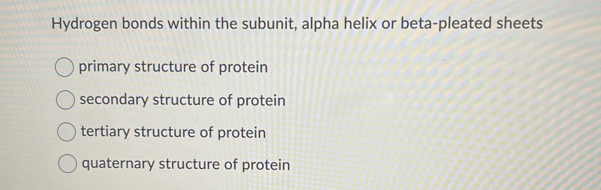 Solved Hydrogen bonds within the subunit, alpha helix or | Chegg.com