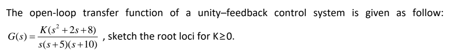 Solved The open-loop transfer function of a unity-feedback | Chegg.com