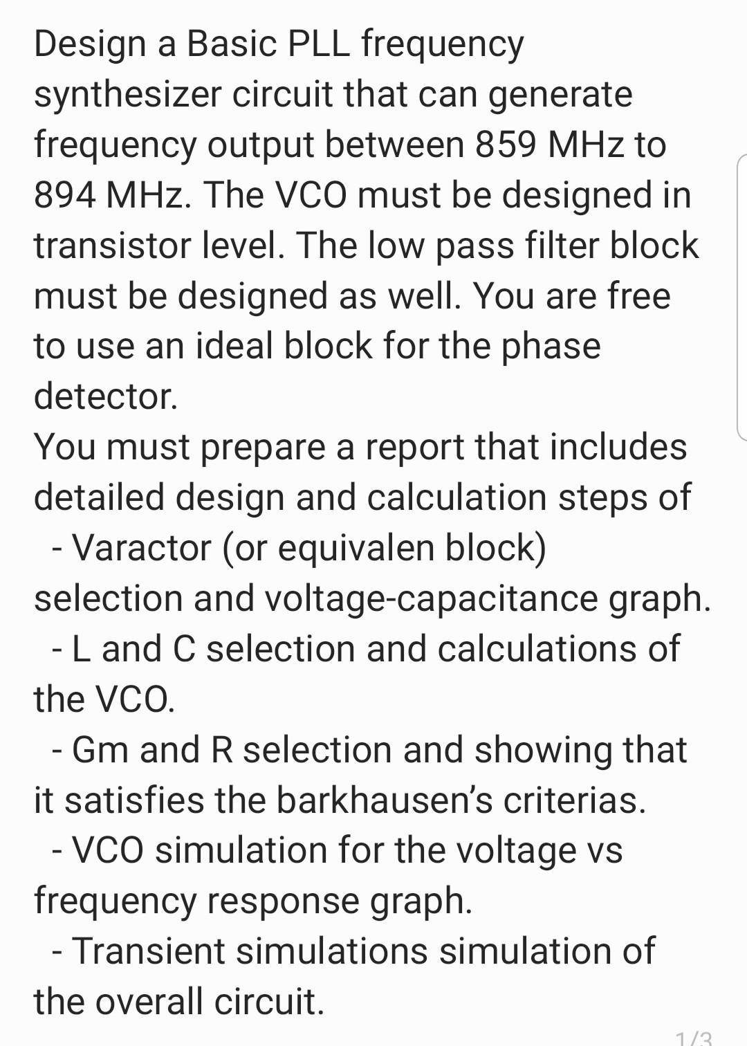 Design a Basic PLL frequency synthesizer circuit that | Chegg.com