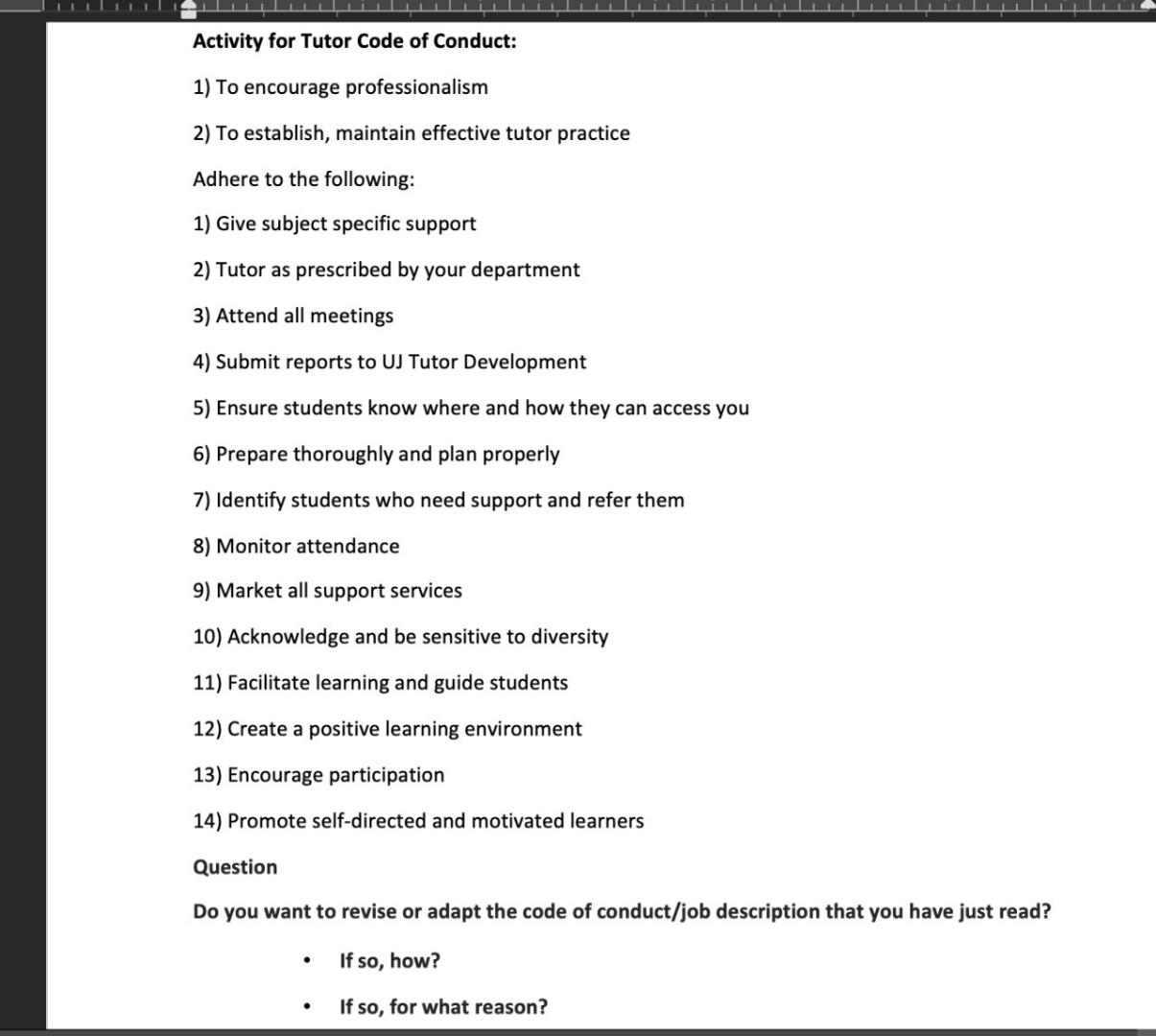Activity for Guidelines for Effective Tutorial | Chegg.com