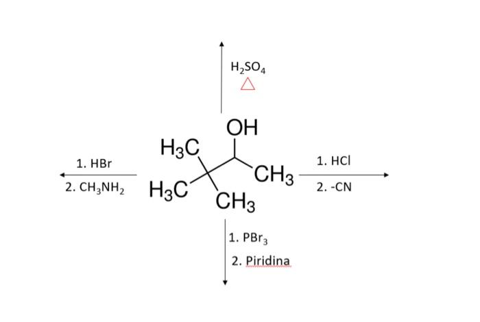 Solved 2. CH3NH2 1. HCl 2. −CN 1. PBr3 2. Piridina | Chegg.com