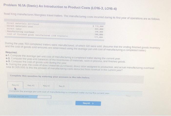 Solved Problem 16.1A (Static) An Introduction to Product | Chegg.com