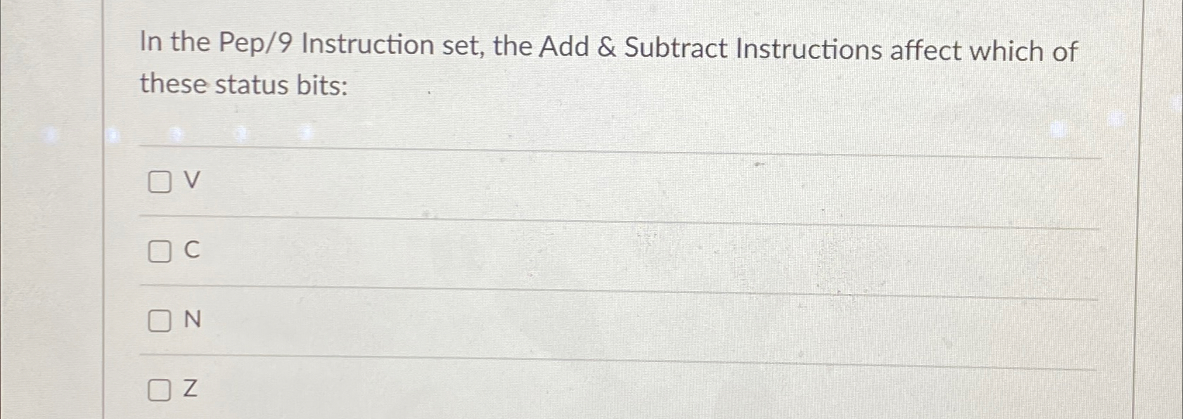 Solved In the Pep/9 Instruction set, the Add & Subtract | Chegg.com Solved In the Pep/9 Instruction set, the Add & Subtract | Chegg.com
