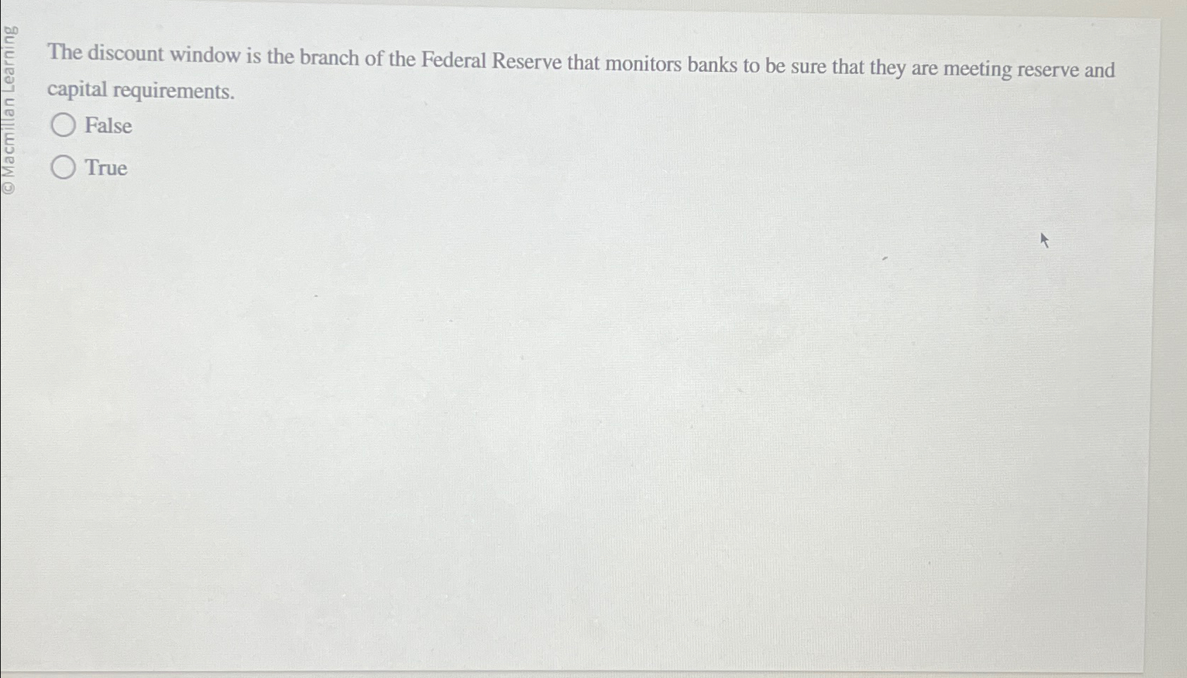 Solved The discount window is the branch of the Federal | Chegg.com