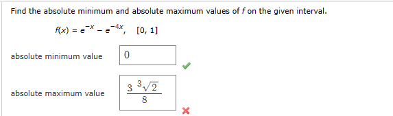 Solved Find the absolute minimum and absolute maximum values | Chegg.com