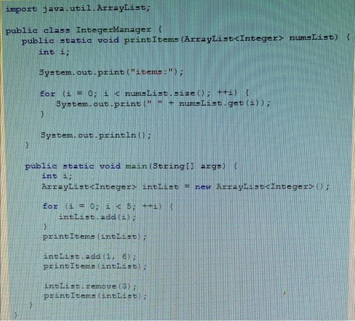 Solved import java.util.ArrayList; public class Intege | Chegg.com