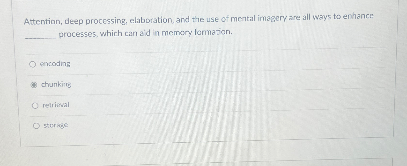 Solved Attention, deep processing, elaboration, and the use | Chegg.com