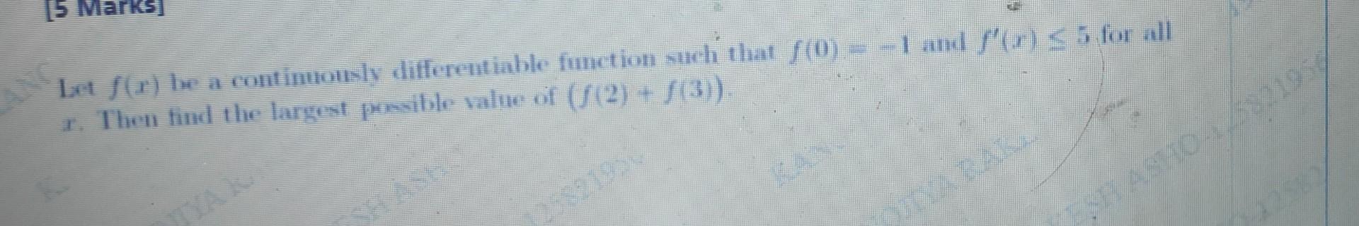 Solved Let f(x) be a continuousy differentiable function | Chegg.com