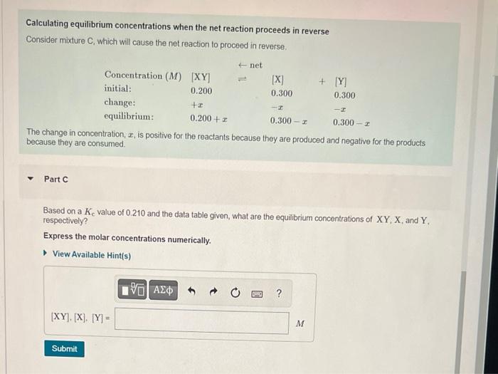 Solved Calculating equilibrium concentrations when the net | Chegg.com